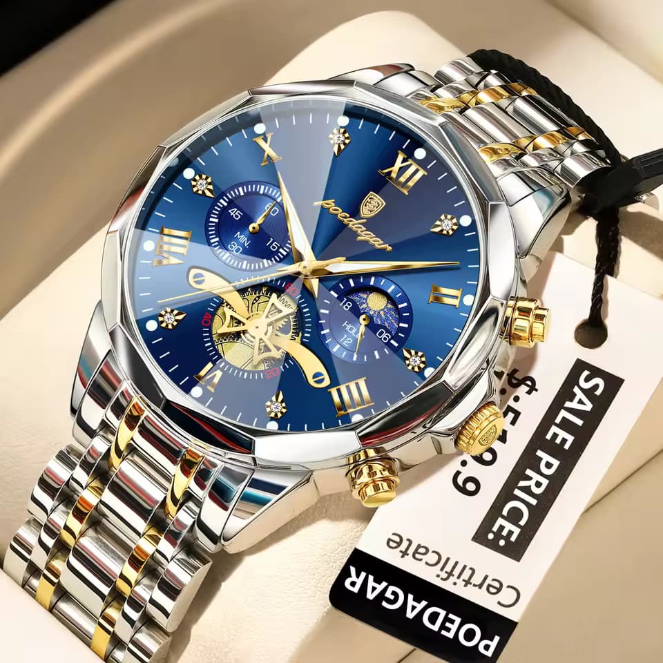 Poedagar 938 Men’s Luxury Stainless Steel Chronograph Quartz Watch ...